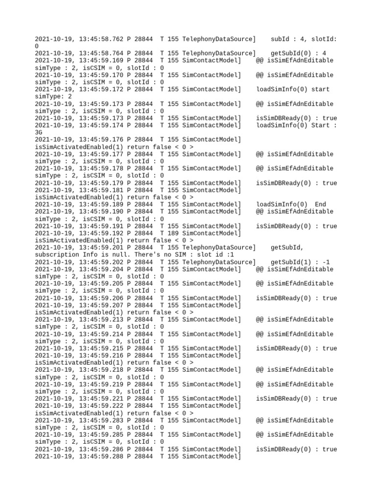 SIM Data Processing Logs | PDF