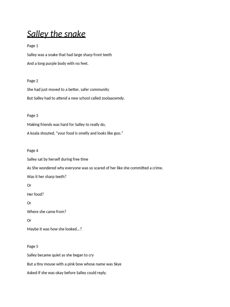 Salley the Snake | PDF