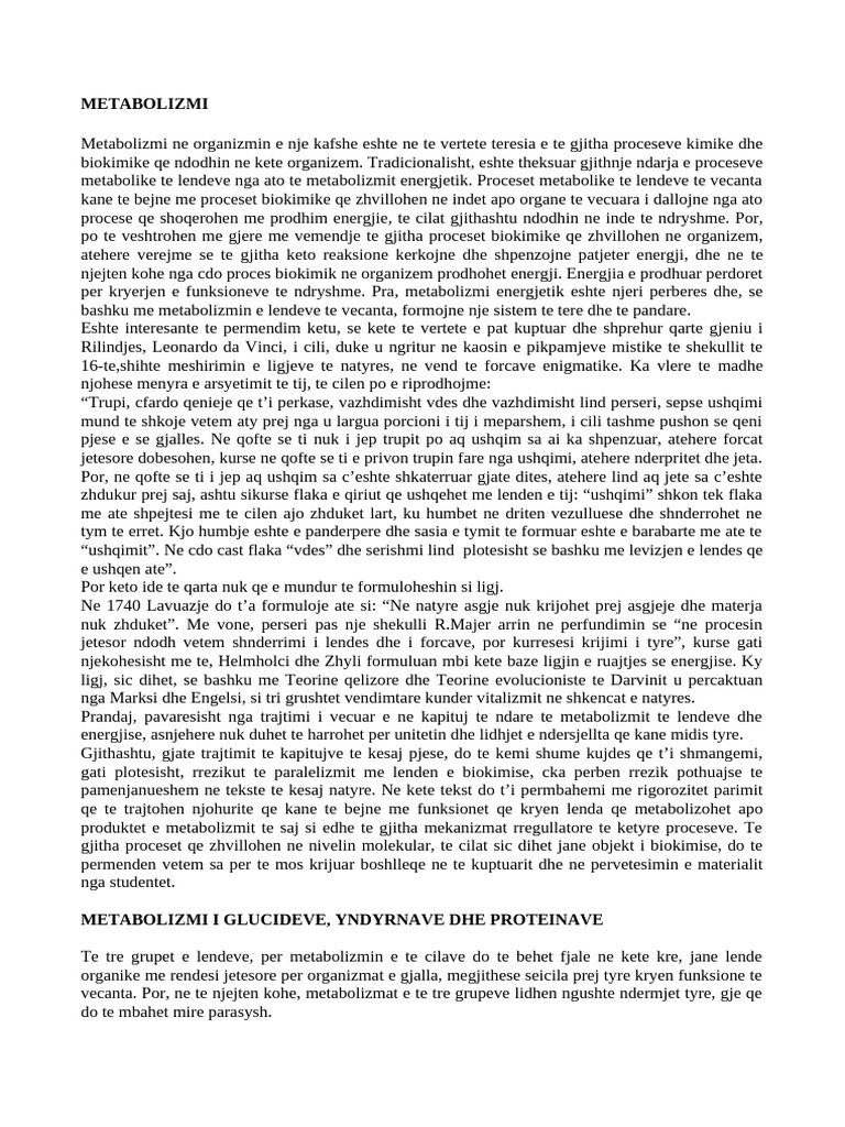 Metabolizmi Dhe Termorregullimi | PDF