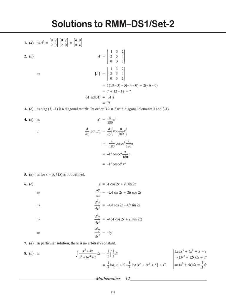 Maths-12-DS1 - Set 2 | PDF