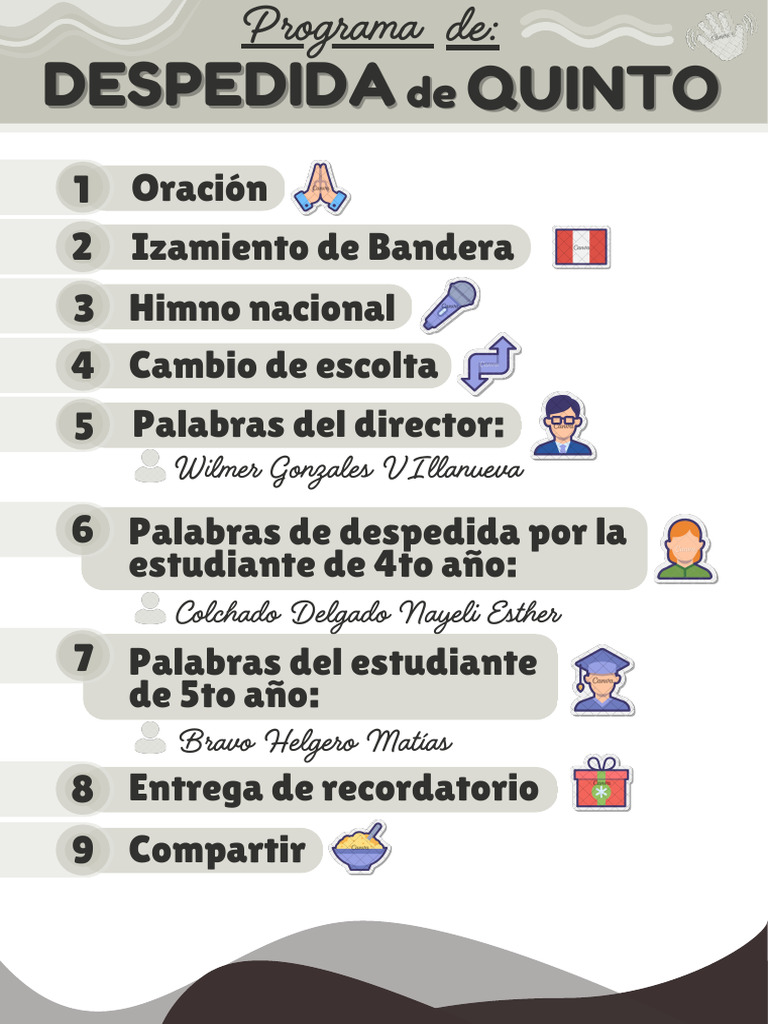 Programa de Despedida de Quinto | PDF