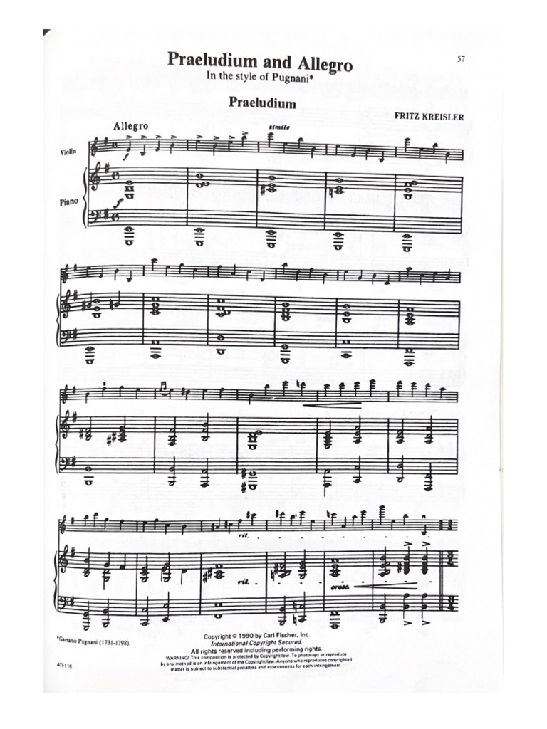 Praeludium and Allegro | PDF