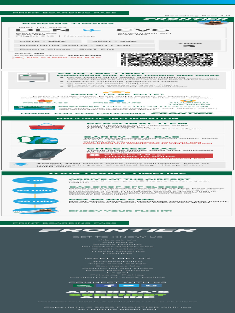 Boarding Pass Frontier Airlines 2 | PDF