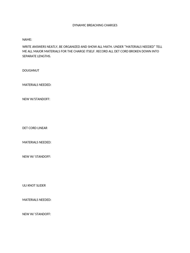 Dynamic Breaching Charges Test | PDF