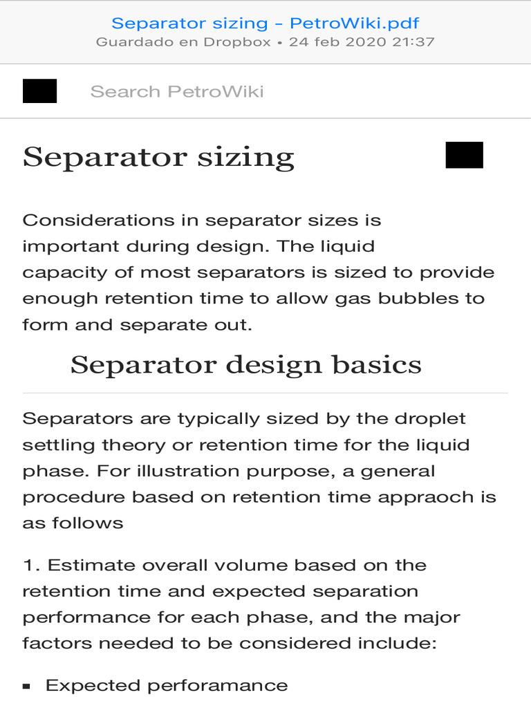Separator Sizing Guidelines | PDF | Liquids | Gases
