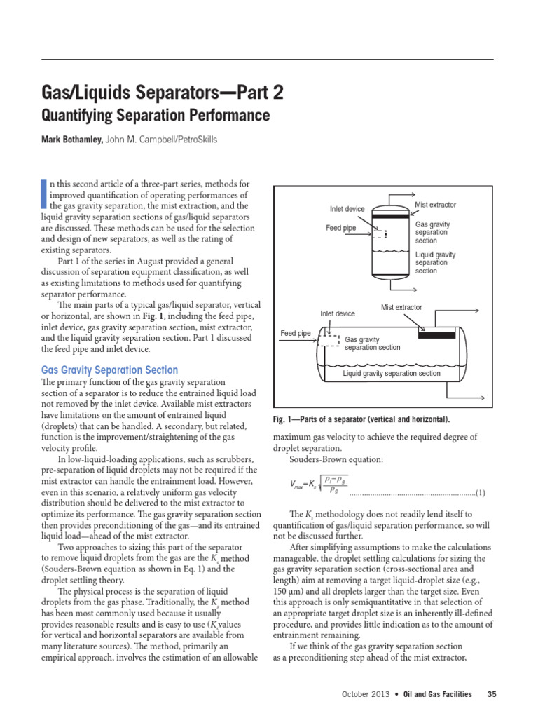 Gas Liquid Separators Quantifying Separation Performance Part 2 SPE MEB ...