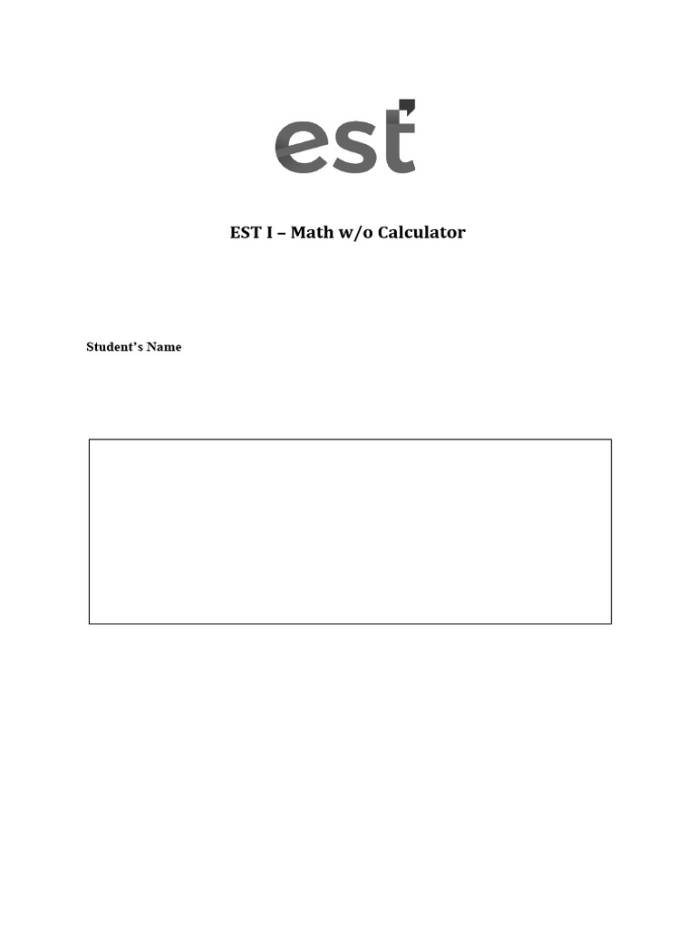 EST I Math Exam December 2024 | PDF | Multiple Choice | Circle
