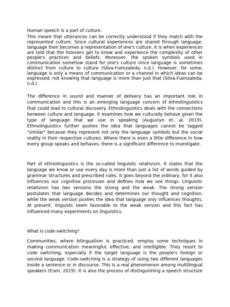 Human Speech Is A Part of Culture | PDF | Multilingualism | Linguistics