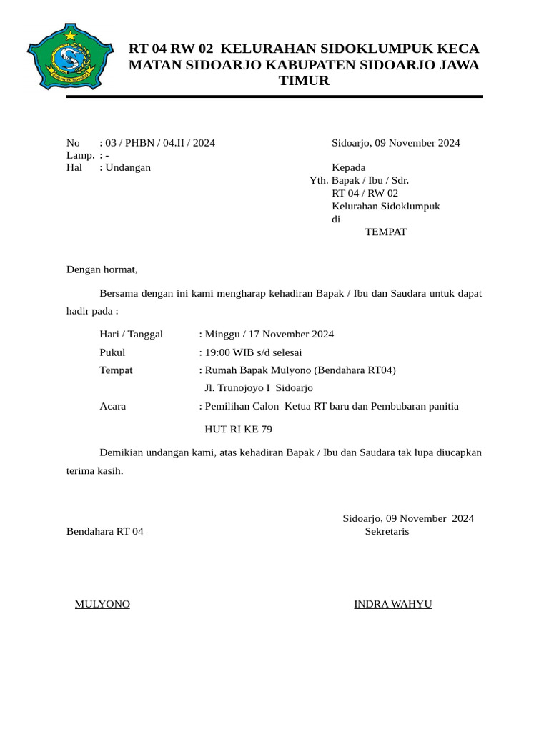 Undangan RT RW | PDF