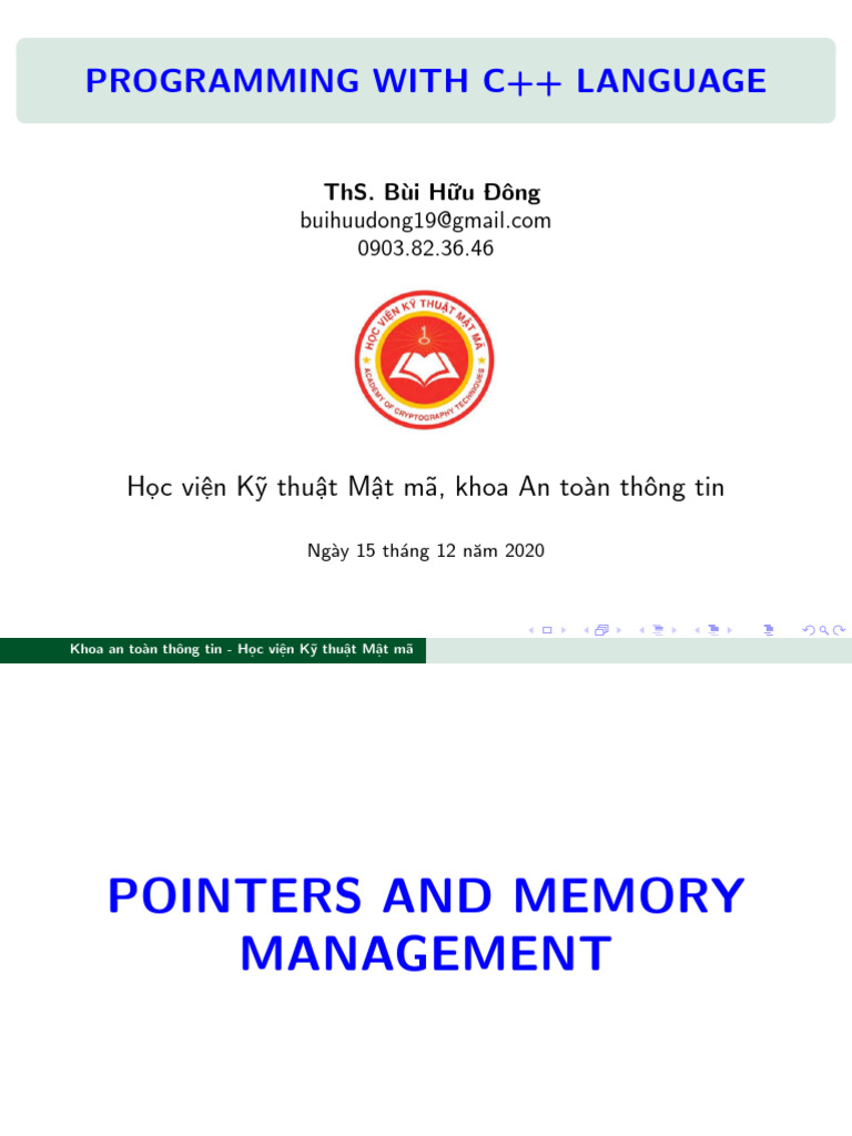 Lesson 08 - 09 - Pointer and Memory Management | PDF