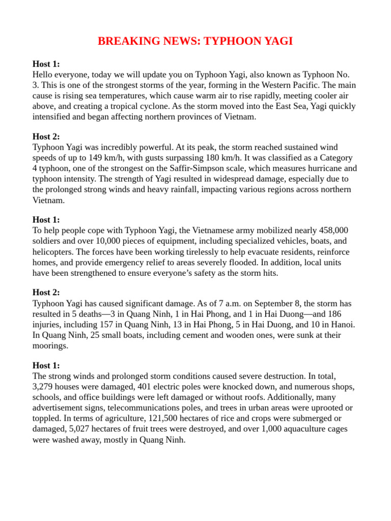 Breaking News Typhoon Yagi | PDF