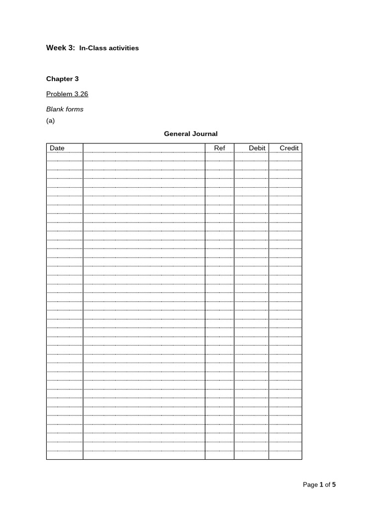 Problem 3-26 Blank Forms | PDF | Debits And Credits | Financial Economics