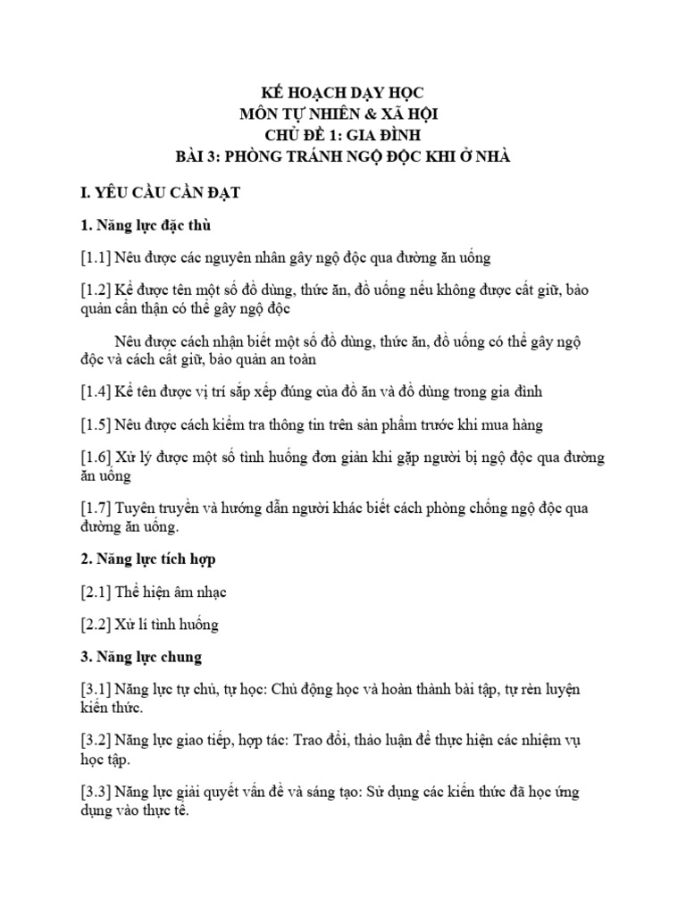 Giáo Án TNXH 2 - Bài 3 | PDF