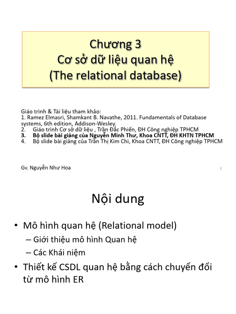 Chuong 3 p1 RelationalDatabase | PDF