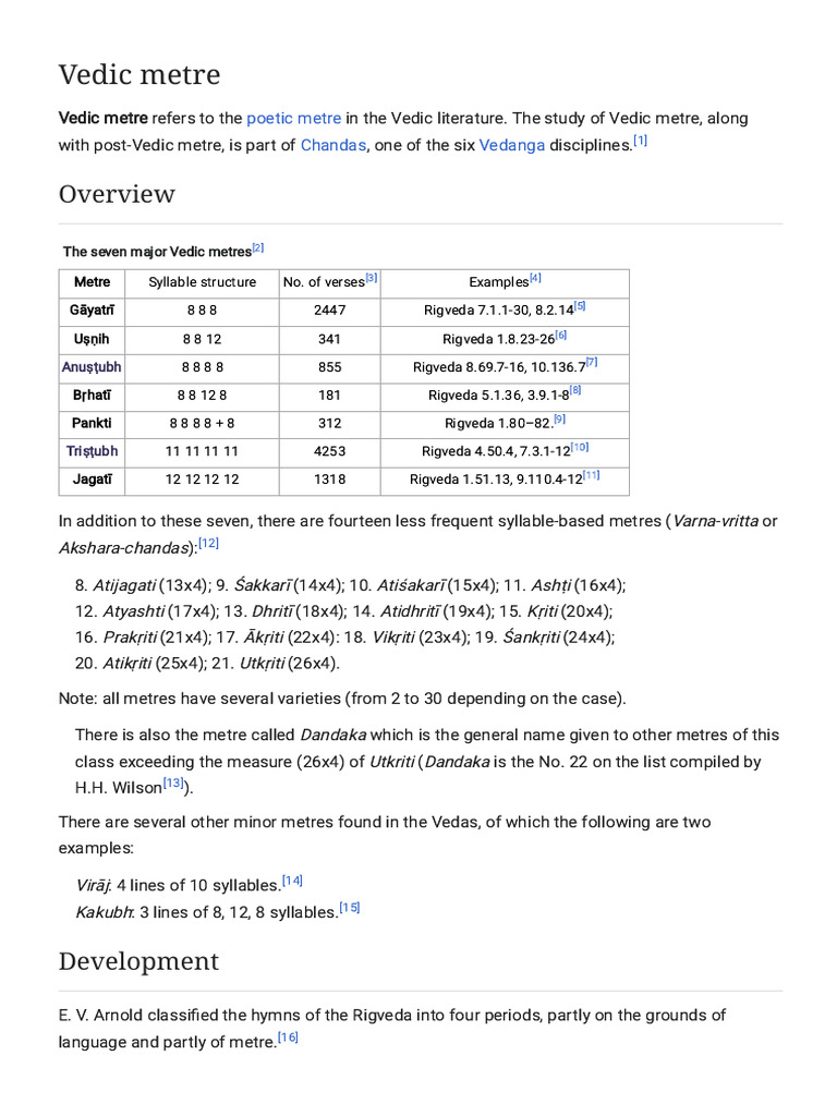Vedic metre - Wikipedia | PDF | Rhythm And Meter | Phonaesthetics