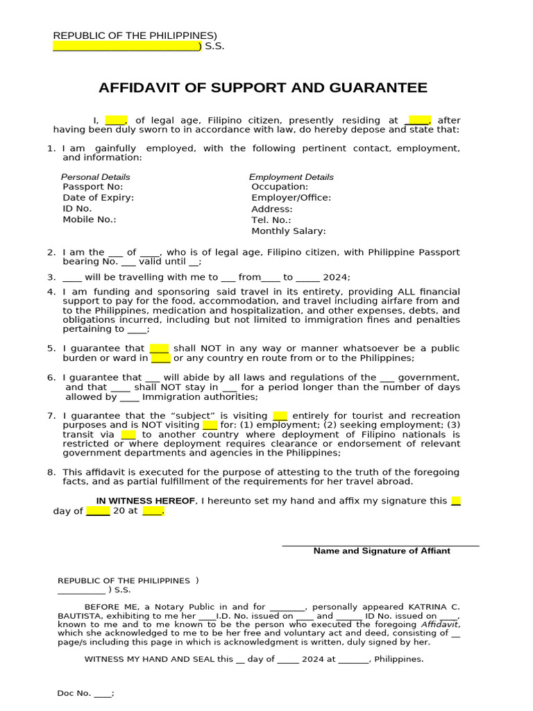 Affidavit of Support | PDF | Affidavit | Government And Personhood