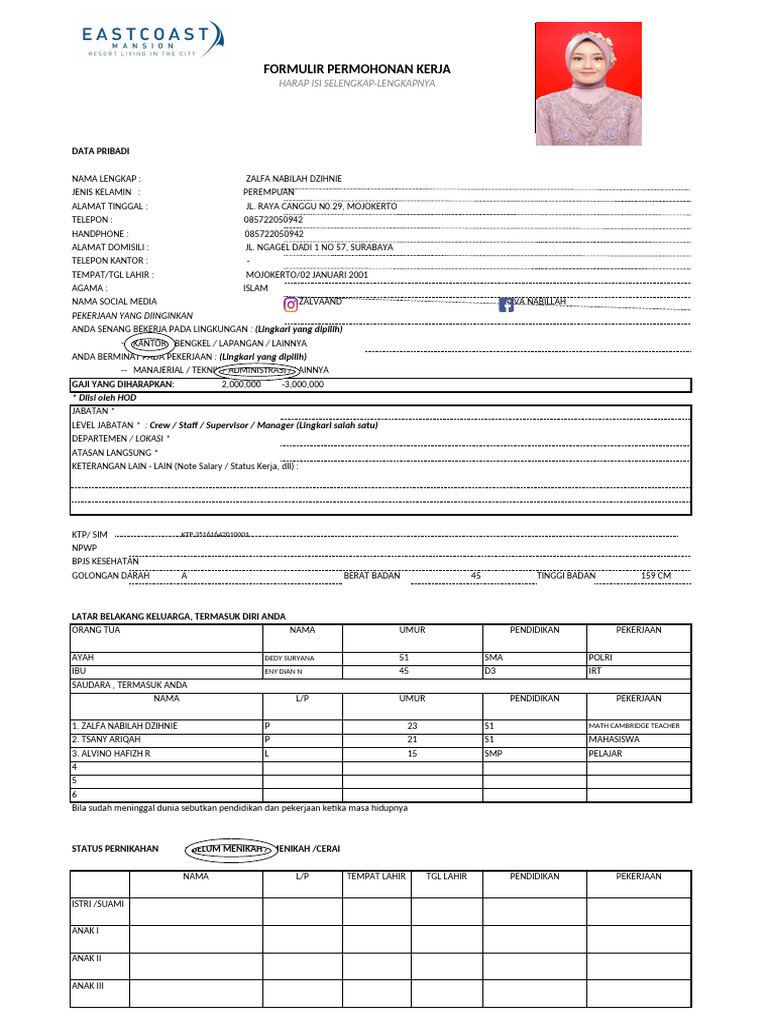 Formulir Permohonan Kerja - P3SRS ECM (AMOR) | PDF