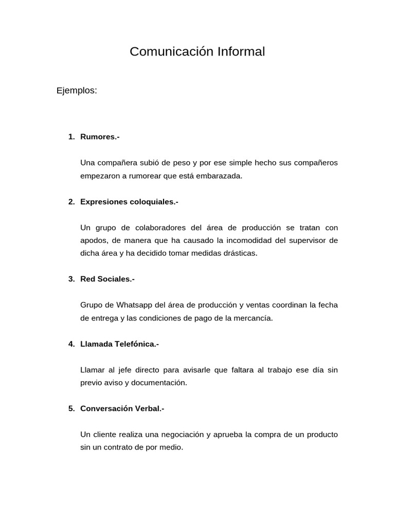 Comunicación Informal | PDF