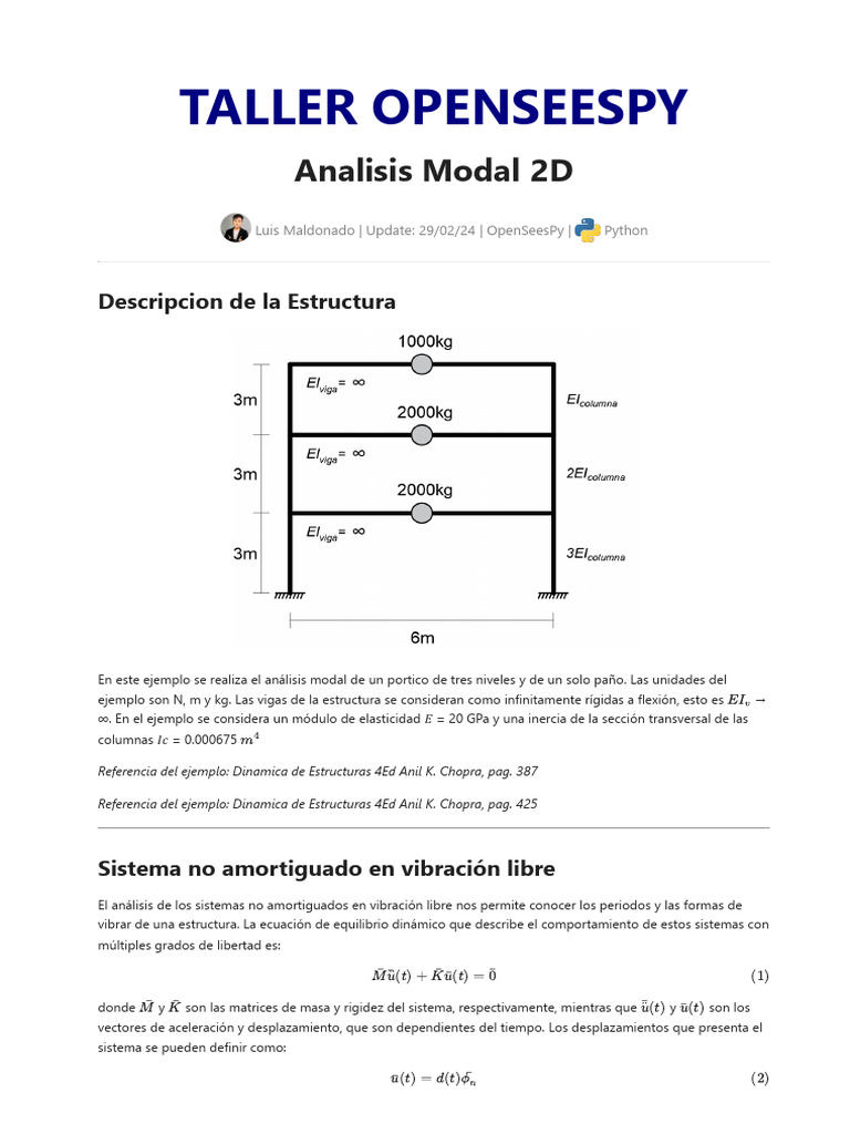 Analisis Modal 2D | PDF | Matriz (Matemáticas) | Álgebra