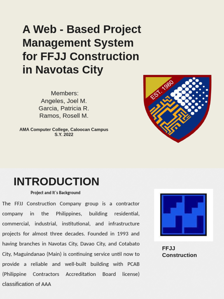 A Web - Based Project Management System For FFJJ Construction in Navotas City | PDF | System ...