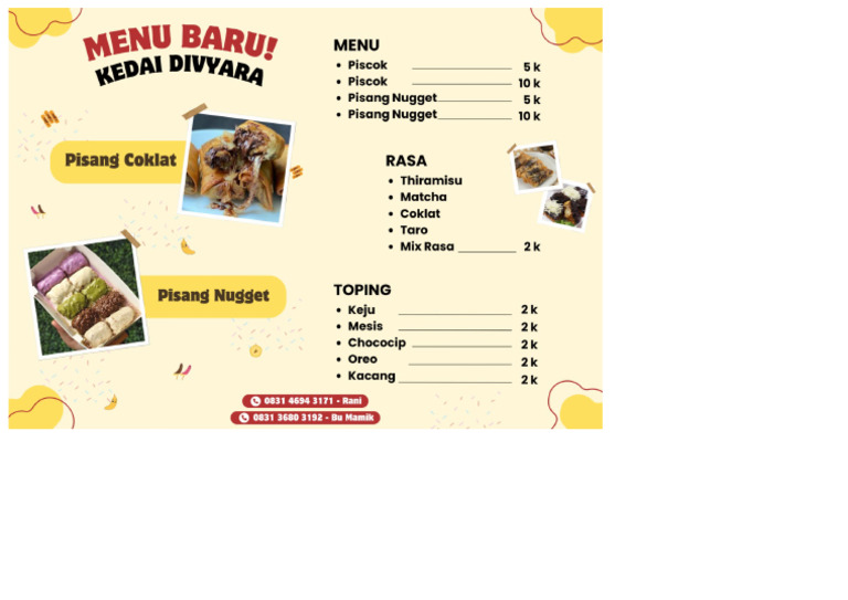 Menu Piscok | PDF