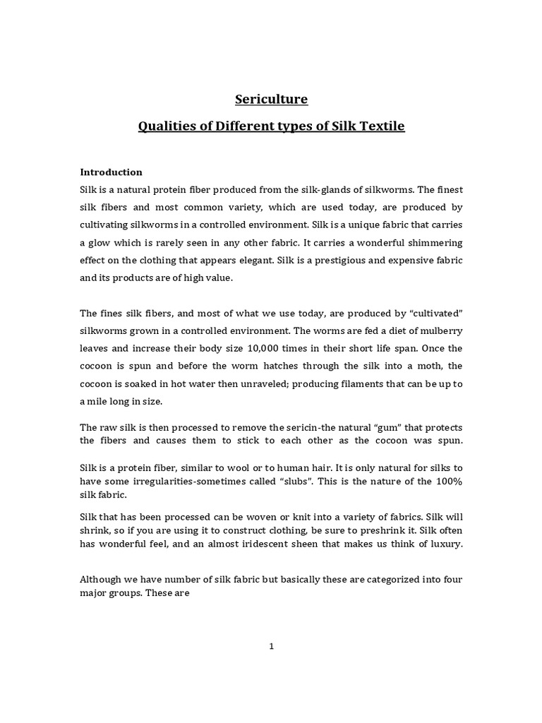Qualities and Types of Silk Fabrics | PDF | Silk | Textiles