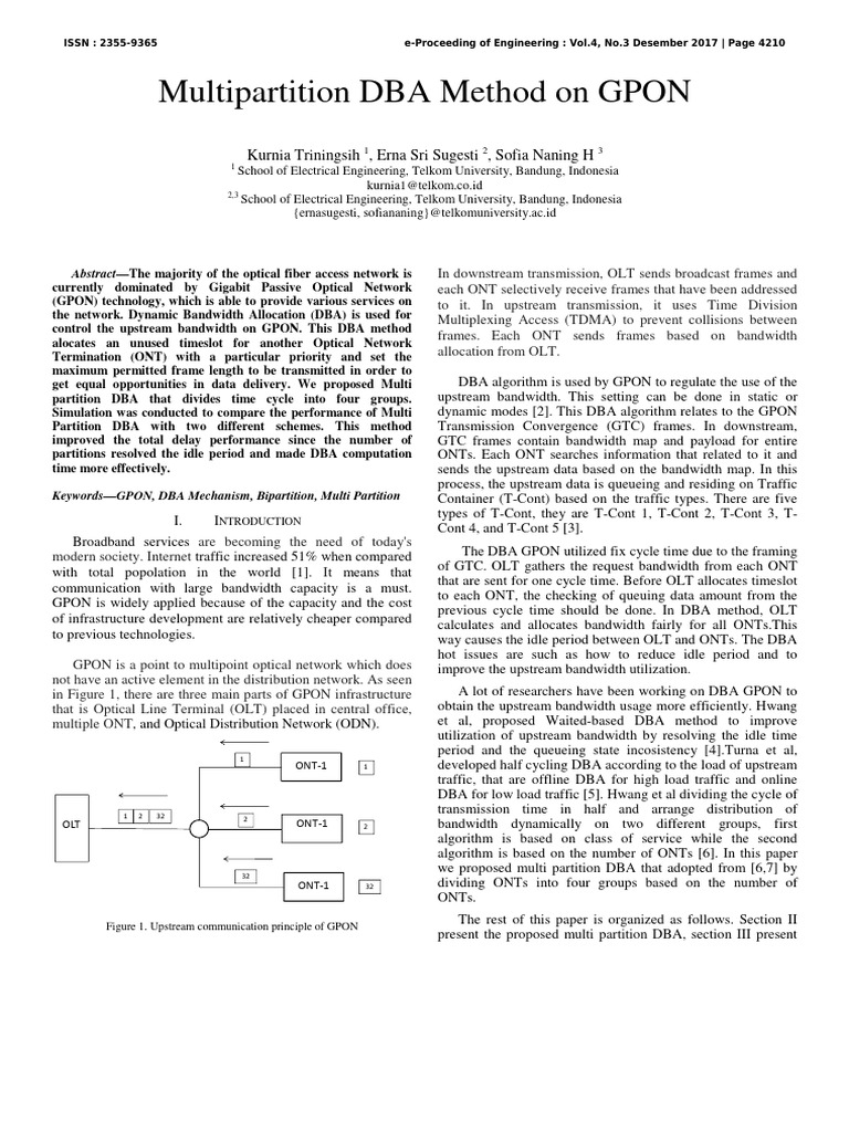Multipartition DBA Method on GPON | PDF | Telecommunications | Computer Networking