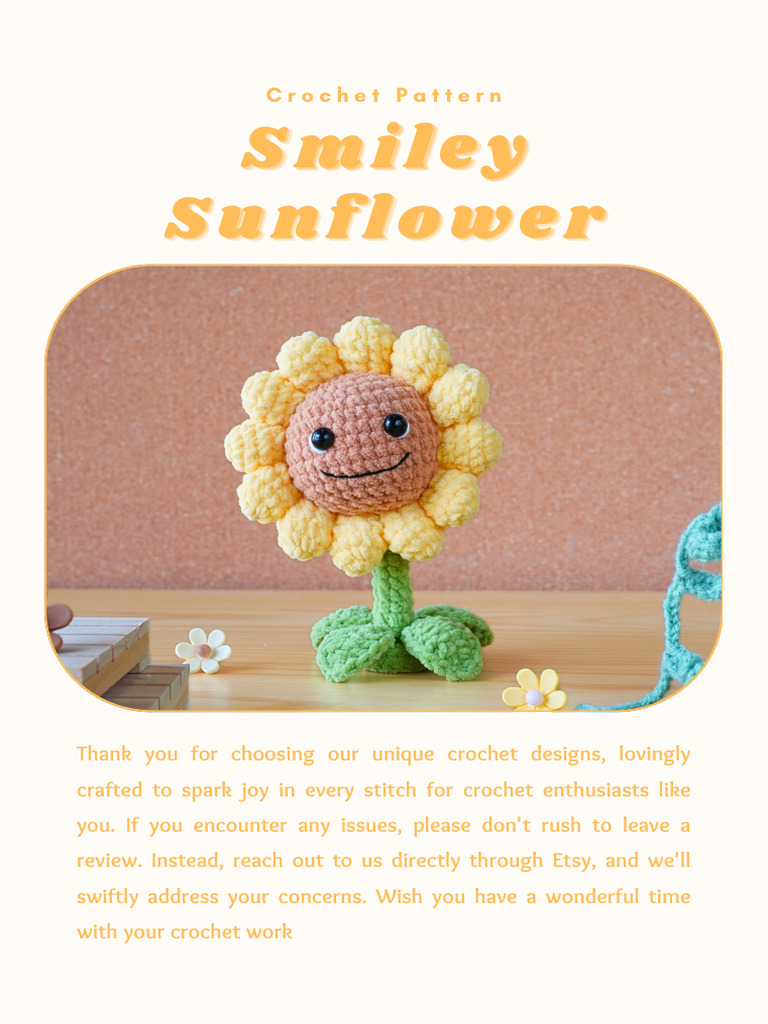 MO Smiley Sunflower Crochet Pattern | PDF | Crochet | Figured Fabrics