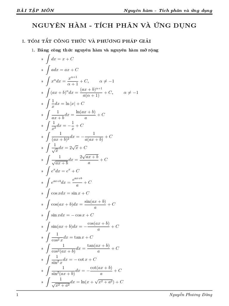 Nguyên hàm tích phân | PDF