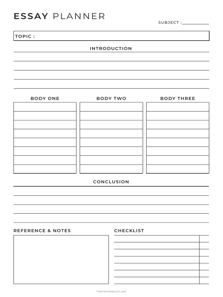 Essay Planner A4 Pdf
