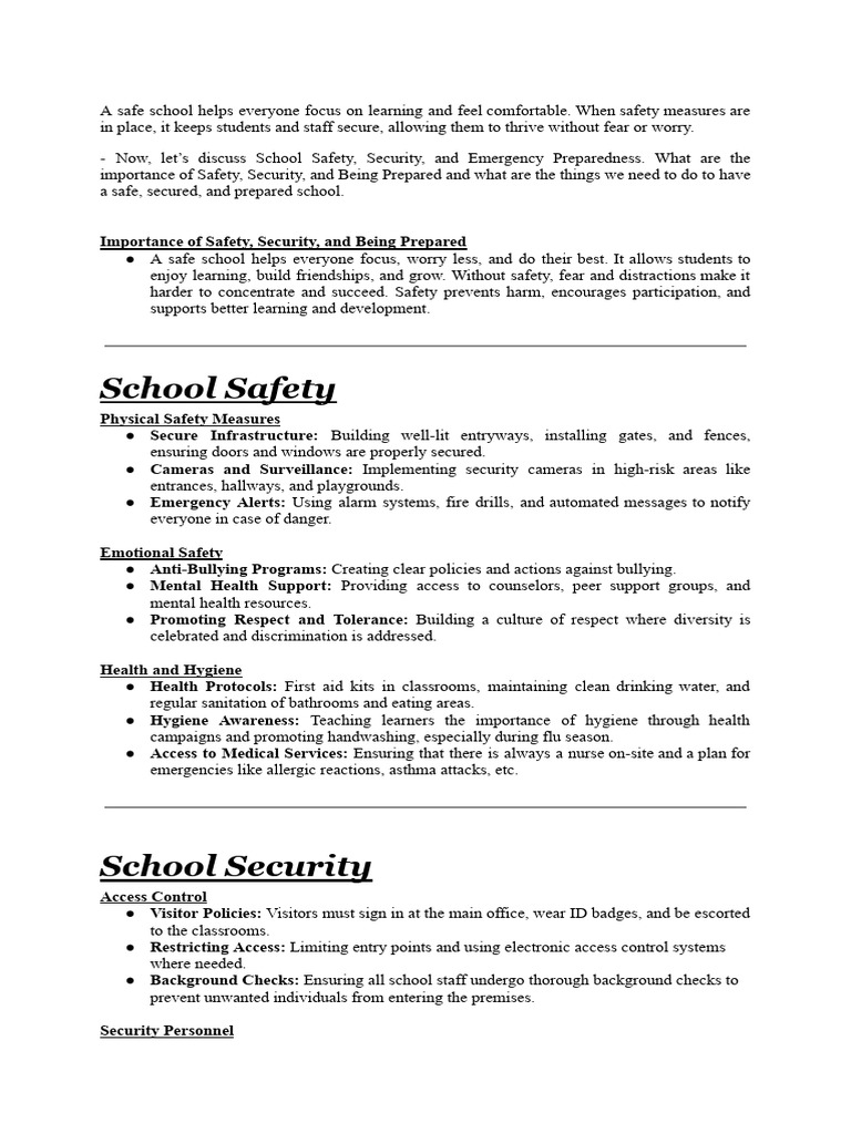 School Safety and Emergency Preparedness Guide | PDF | Emergency ...