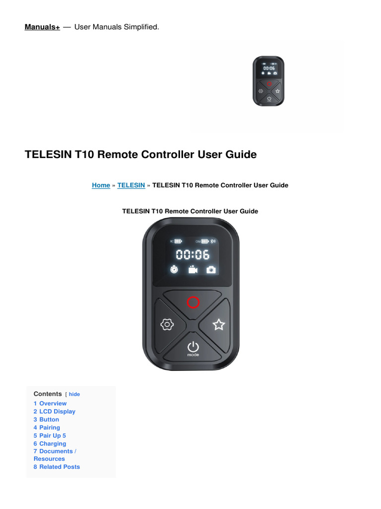 t10 Remote Controller Manual | PDF