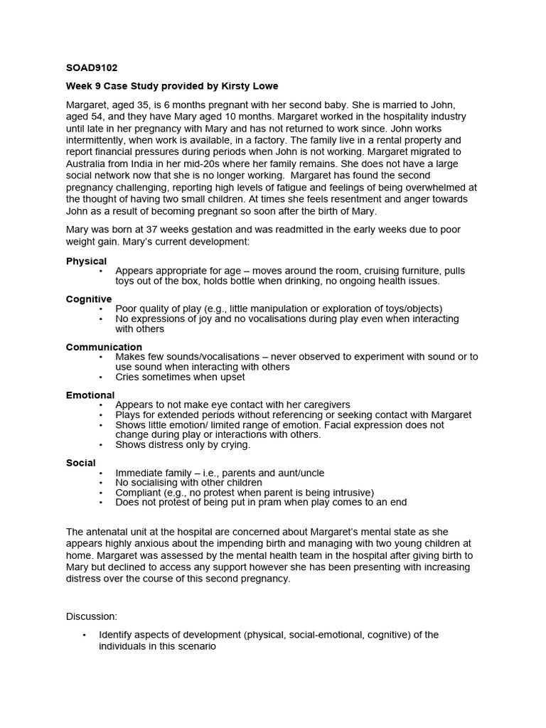 Week 9 Case Study_Kirsty Lowe | PDF | Psychology | Psychological Concepts