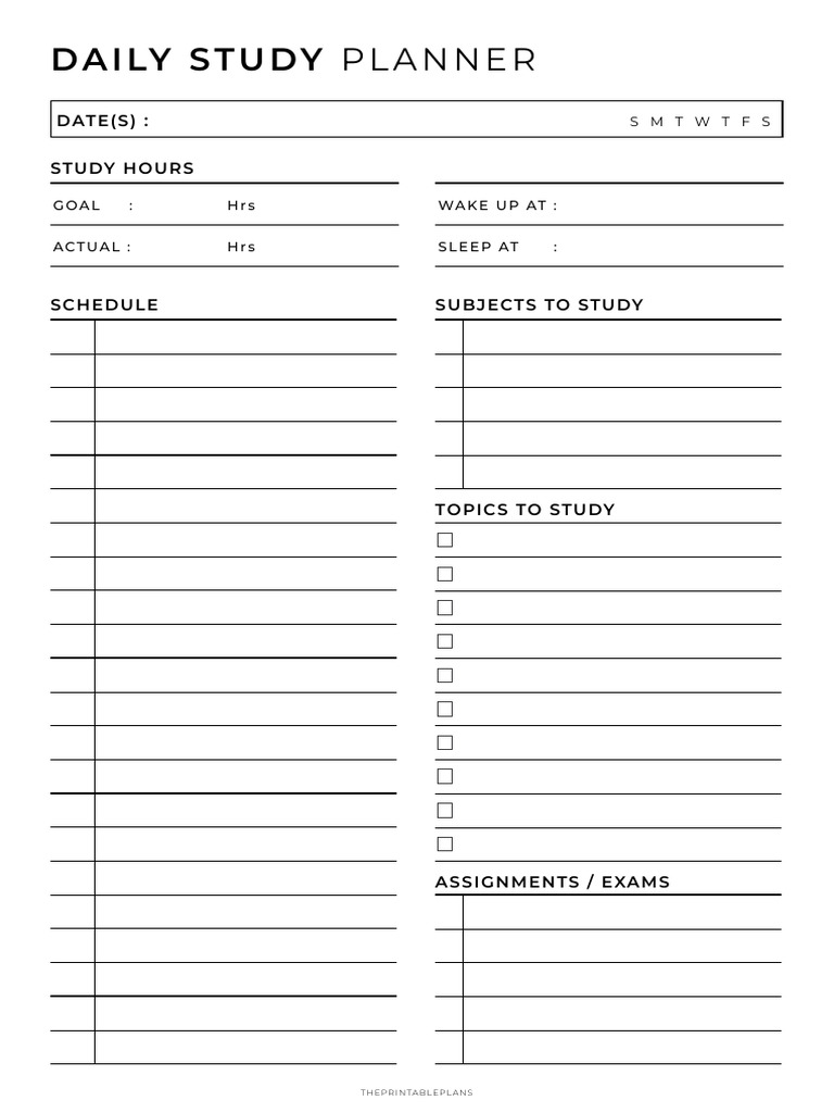 Daily Study Planner | PDF