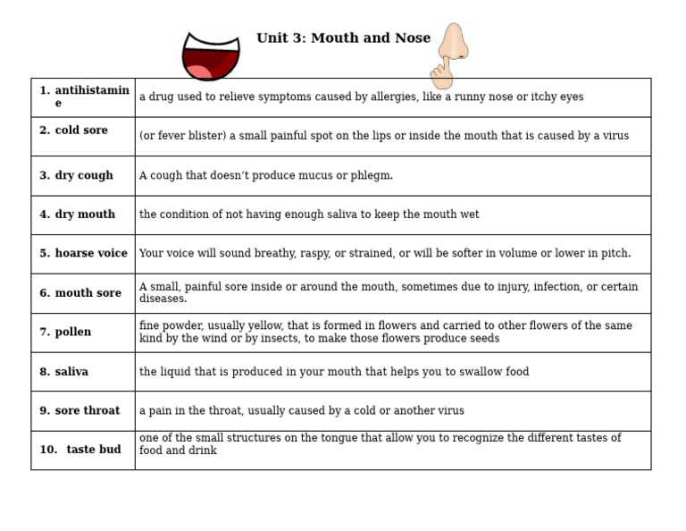 D2023 - Unit 3 Mouth and Nose | PDF