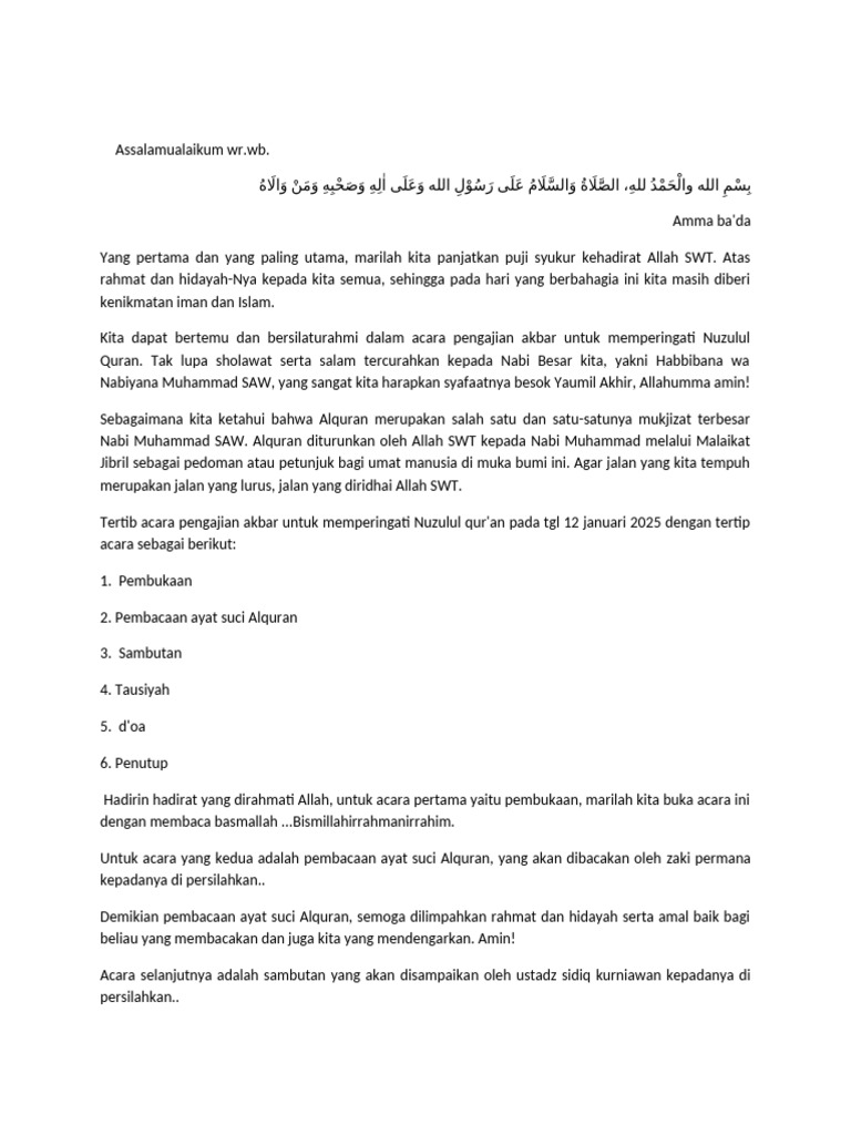 Teks MC Tingkat 'Ula | PDF