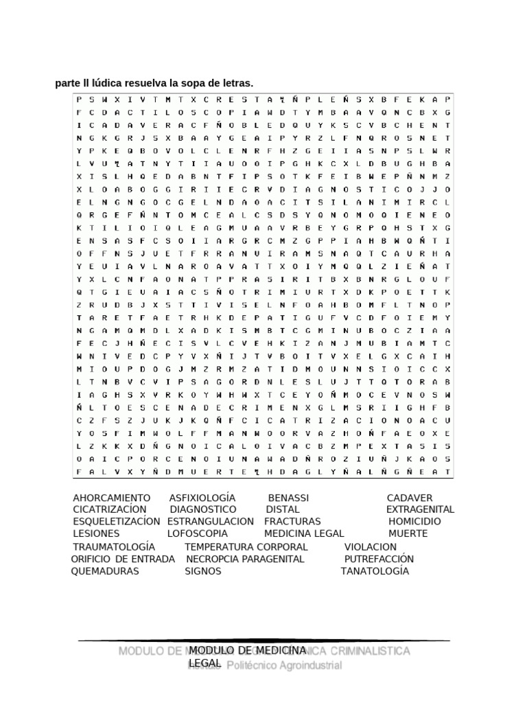 Taller Sopa de Letras.... | PDF | Cadáver | Medicina