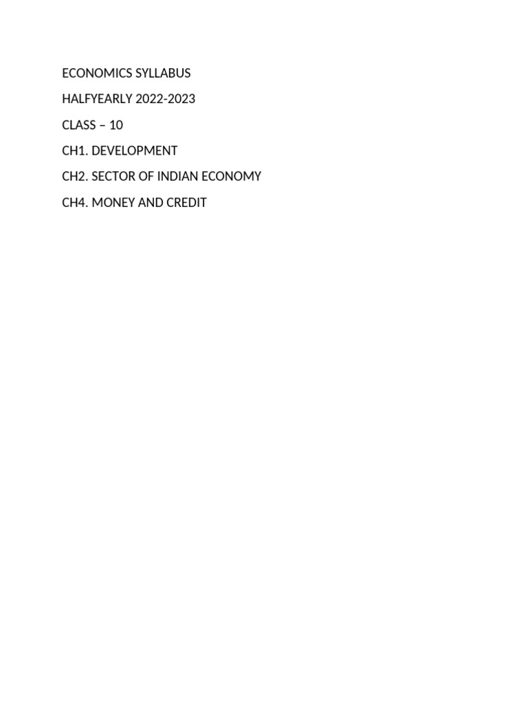 Class 10 Eco Syllabus | PDF