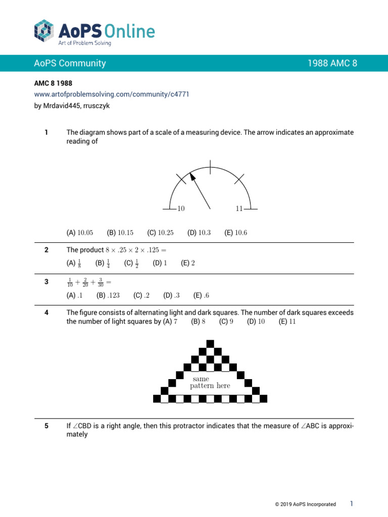 AMC8_1988 | PDF | Prices | Mathematics