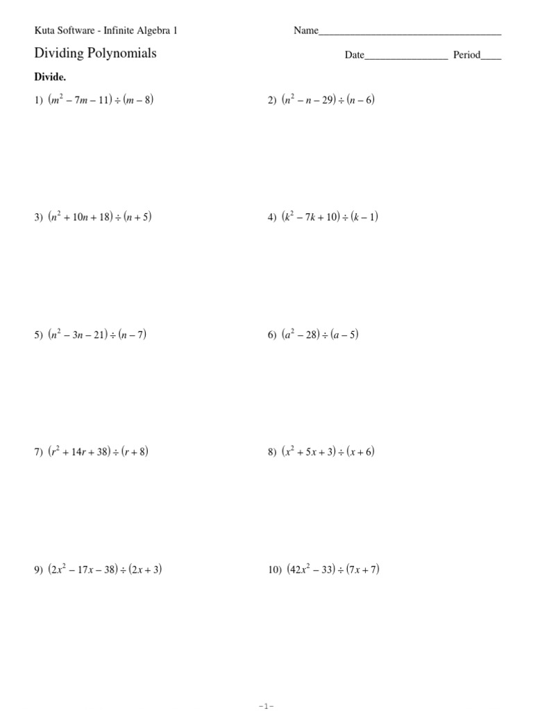 Dividing Polynomials | PDF