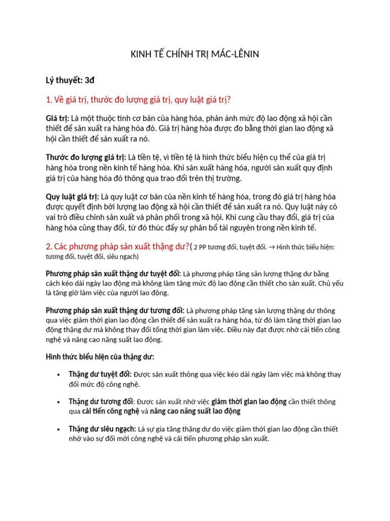 Kinh Te Chinh Tri Mac Lenin | PDF