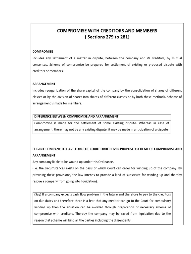 Compromise and Arrangement Procedures | PDF | Liquidation | Common Law