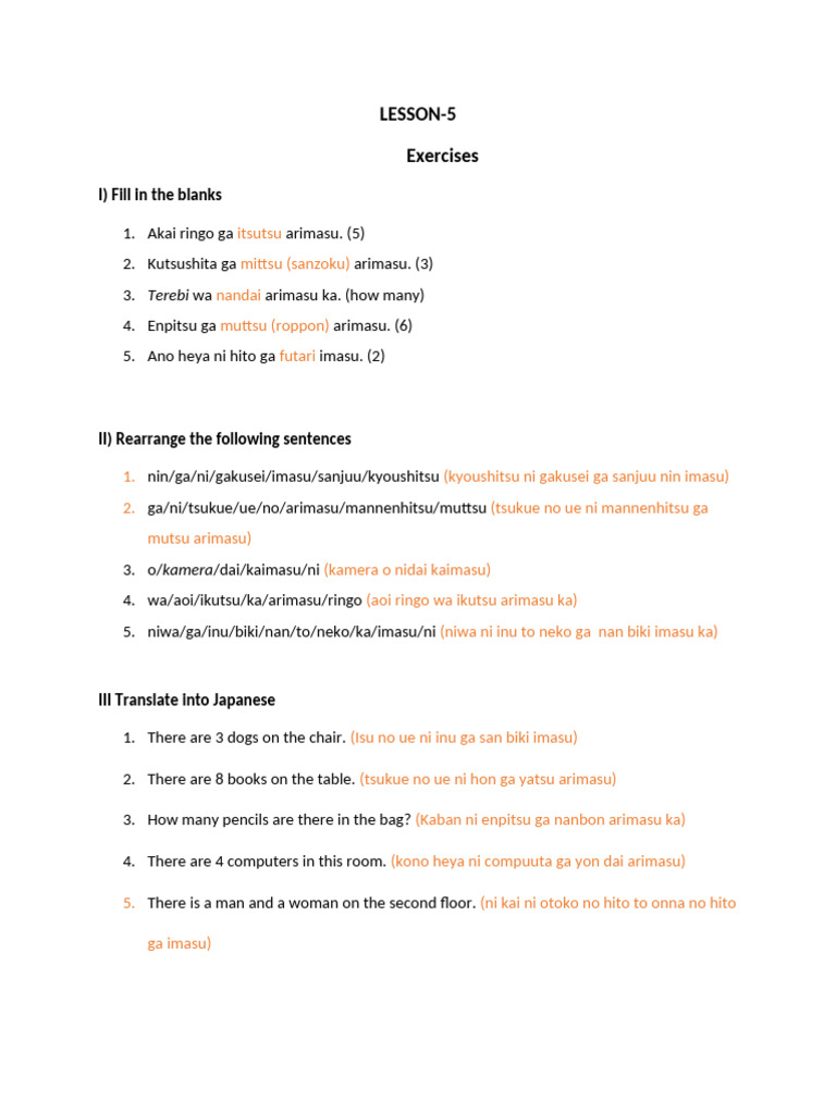 LESSON 5 Answer | PDF
