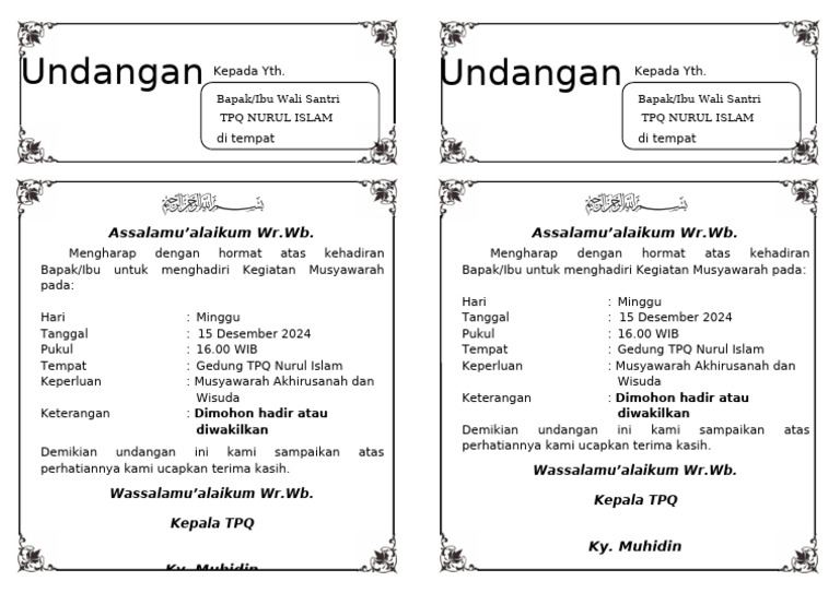 Undangan TPQ | PDF