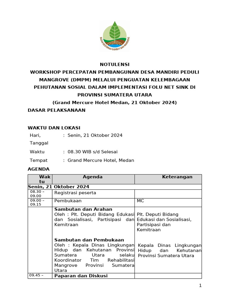 Notulensi workshop[1] | PDF