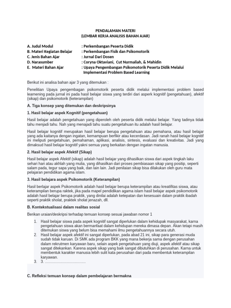 Analisis Bahan Ajar KB 1 | PDF