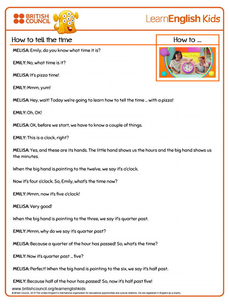 Learn to Tell Time for Kids | PDF
