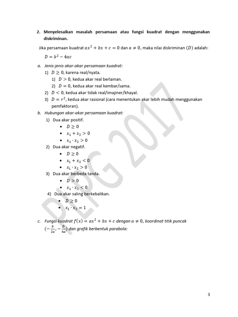 PERSAMAAN KUADRAT DISKRIMINAN | PDF