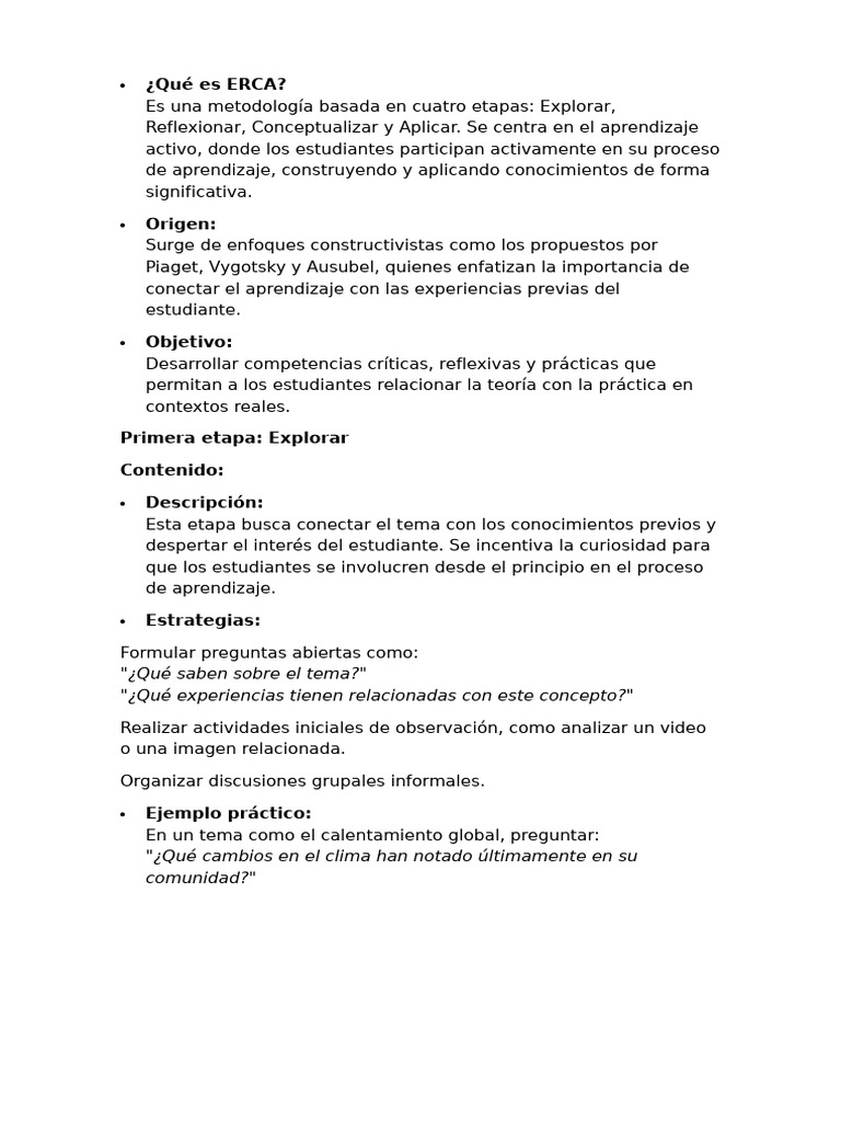 Qué Es ERCA | PDF | Aprendizaje | Maestros