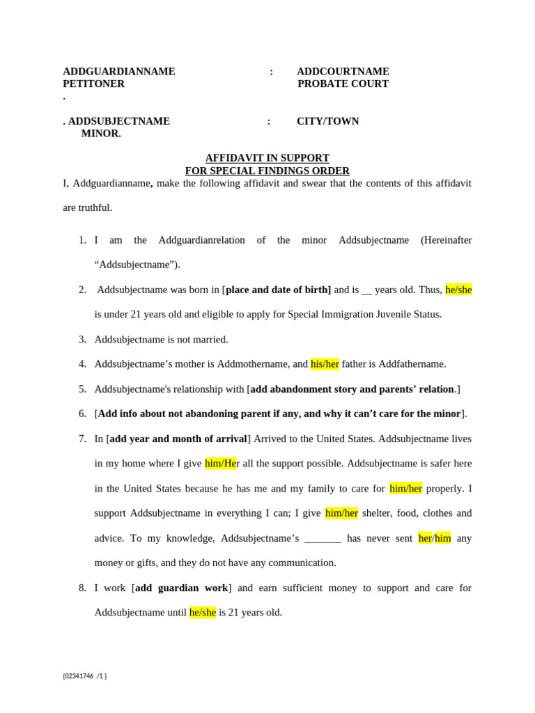 Affidavit in Support Petitioner CT | PDF | Affidavit